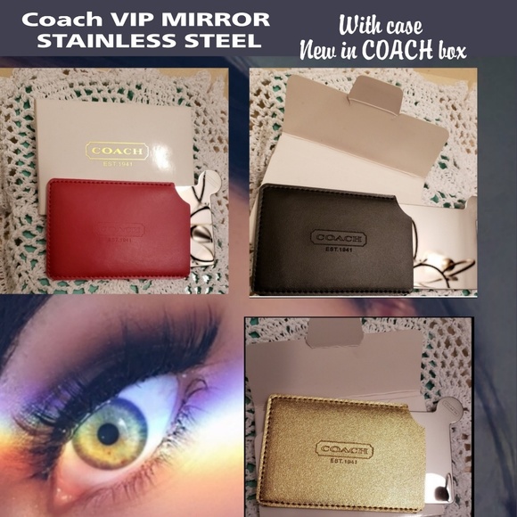 Coach | Makeup | Steel Mirror Credit Card Size Red Black Or Gold | Poshmark